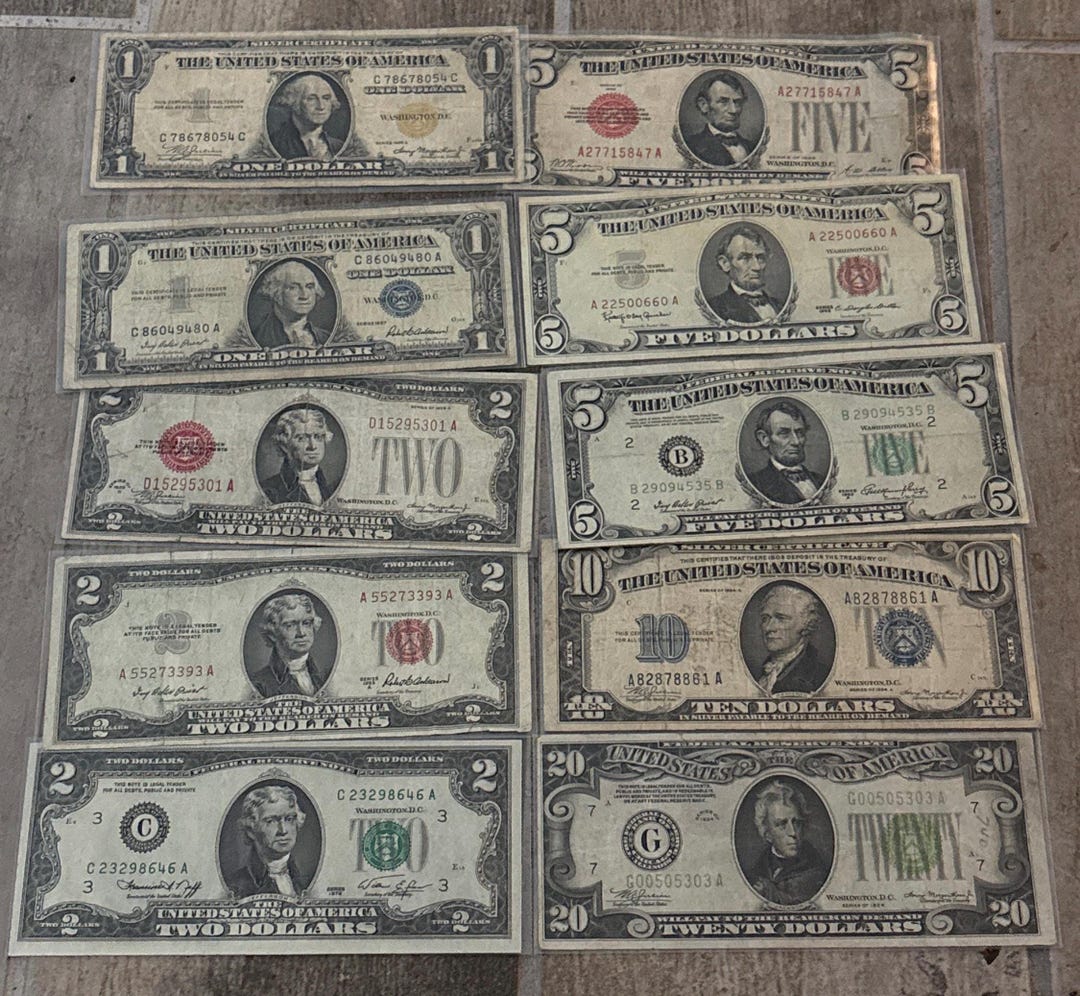 Collection Lot of Vintage Rare US Currency 10 Different Collectible ...