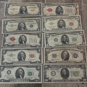 Collection Lot of Vintage Rare US Currency 10 Different Collectible ...