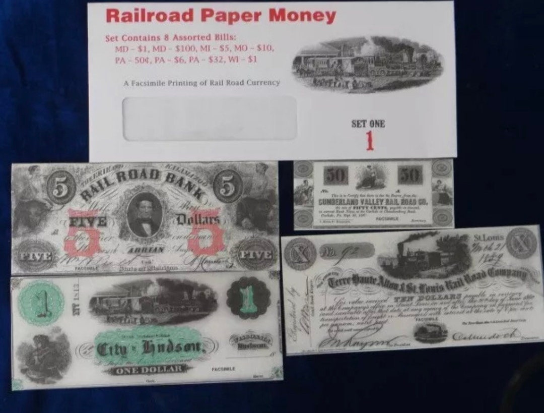 Collection of Replica 1800s American Railroad Paper Money FREE SHIPPING ...