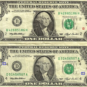 Lot of 3 Experimental Web Press 1-dollar Federal Reserve Notes 1988A ...