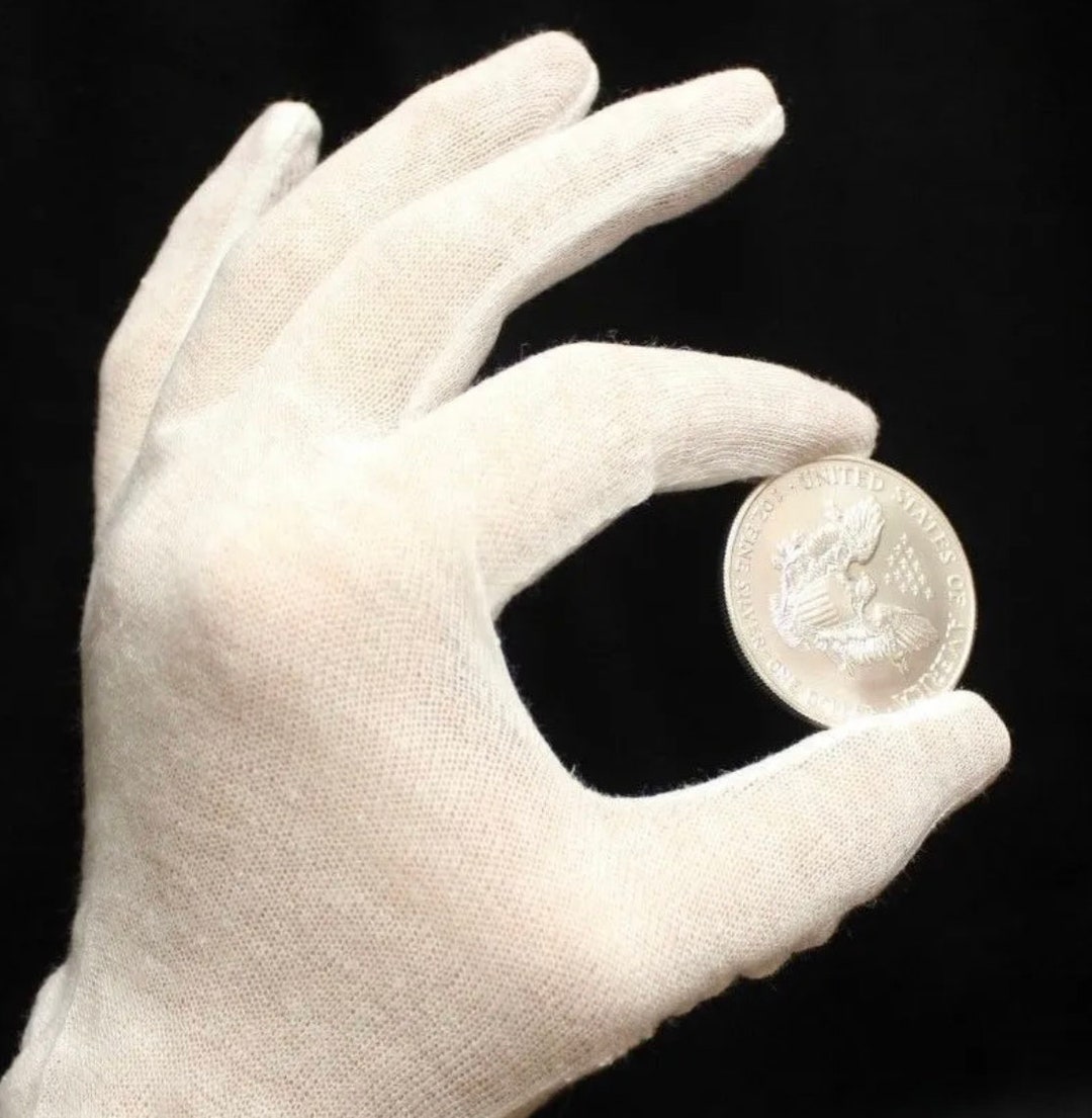 5 Pairs of White Cotton Gloves for Handling Coins Paper Money FREE ...