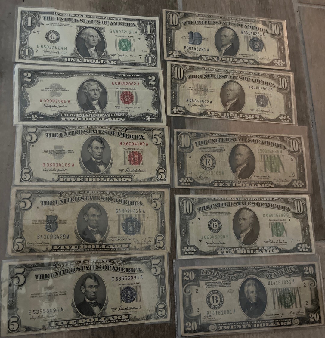 Collection Lot of Vintage Rare US Currency 10 Different Collectible ...