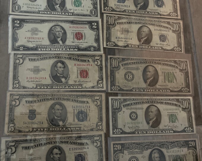 Collection Lot of Vintage Rare US Currency 10 Different Collectible ...