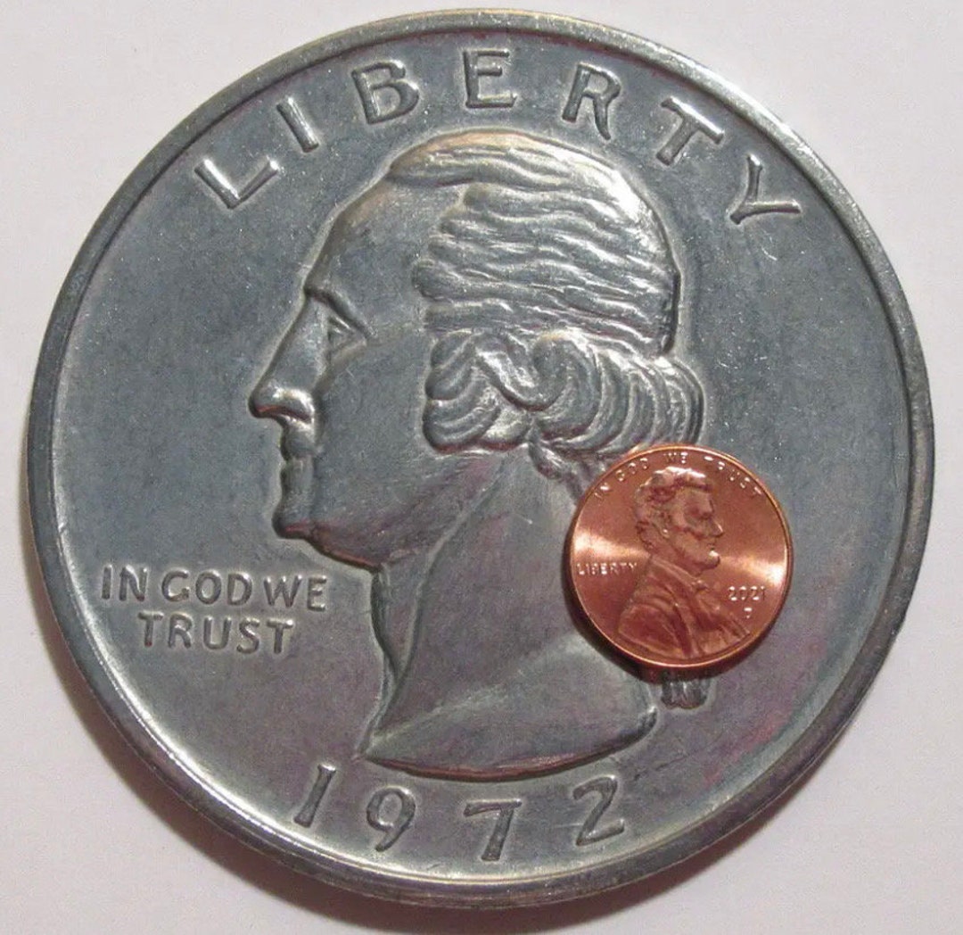 Giant Jumbo 1972 US Washington Quarter Magic Coin Trick Prop FREE ...