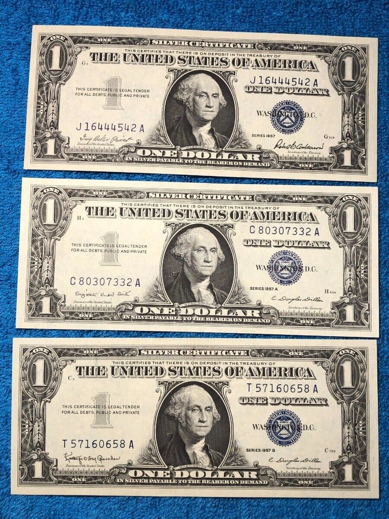 Set of 3 Uncirculated Series 1957 1957A & 1957B 1-dollar - Etsy