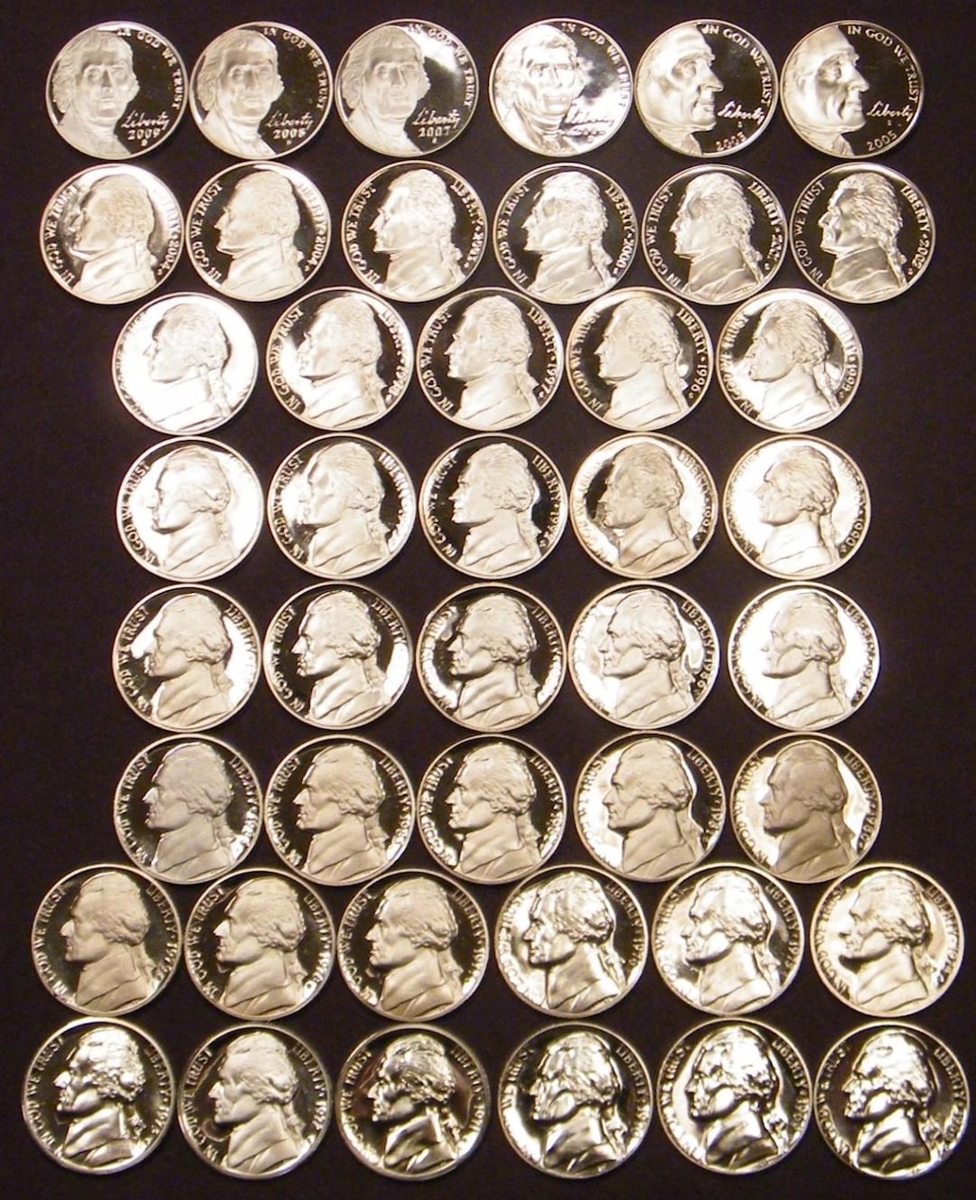 1968-2009 Proof Jefferson Nickel Run 44-coins Every Year Set US FREE ...