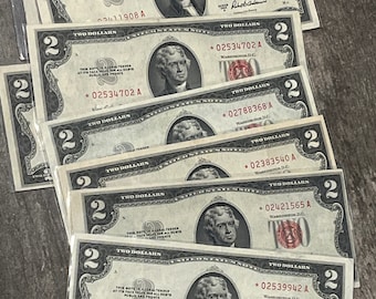 1953 STAR NOTE Red Seal 2 Dollar United States Note - VF (very Fine ...