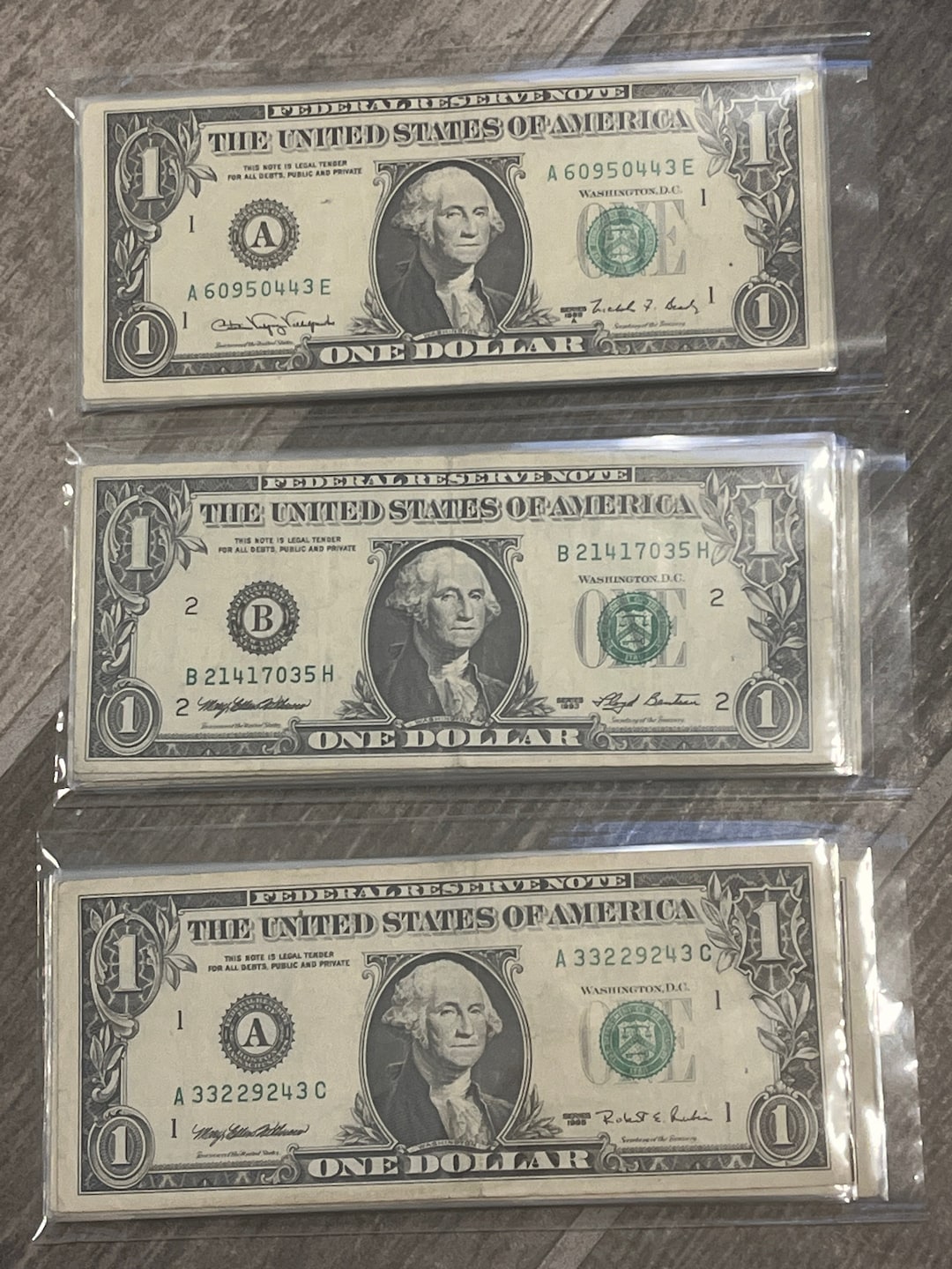 Lot of 3 Experimental Web Press 1-dollar Federal Reserve Notes 1988A ...