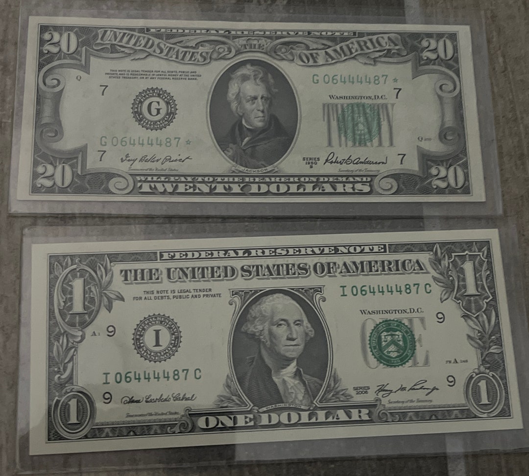 2 US Dollar Bills With Identical Matching Serial Numbers FREE SHIPPING ...