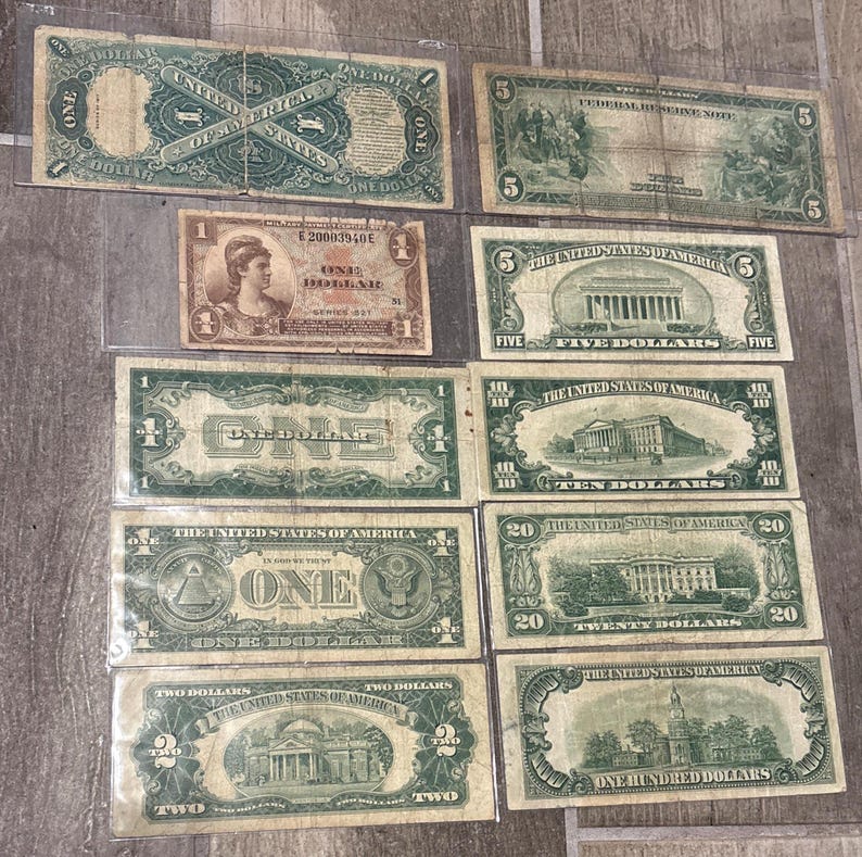 Collection Lot of Vintage Rare US Currency 10 Different Collectible ...