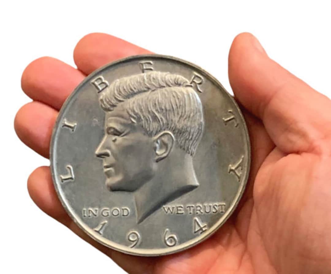 Giant Jumbo 1964 US Kennedy Half Dollar Magic Coin Trick Prop FREE ...