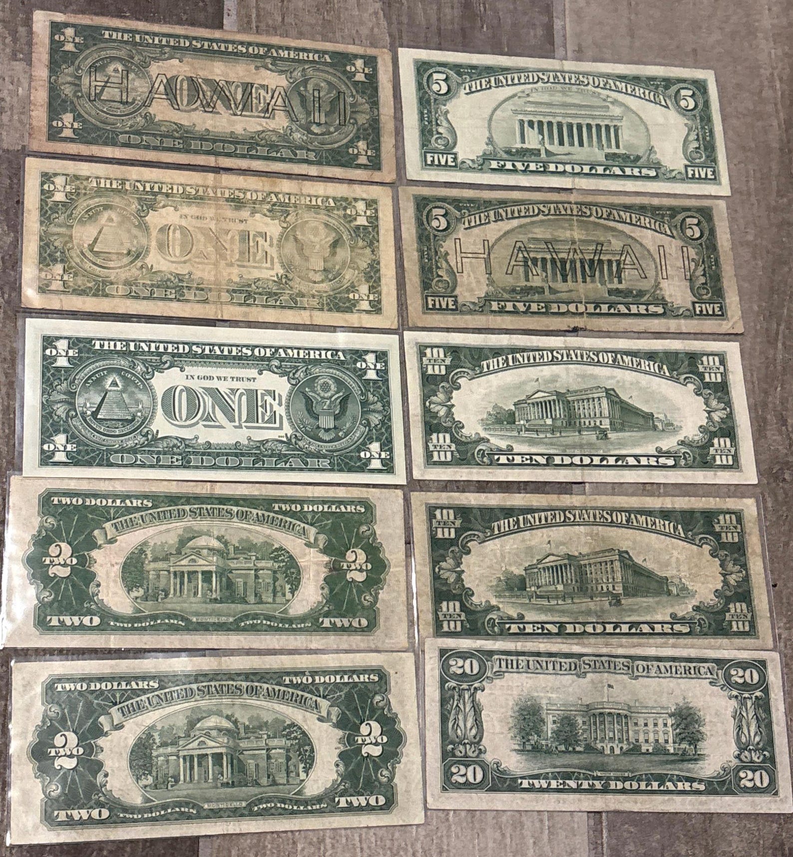 Collection Lot of Vintage Rare US Currency 10 Different Collectible ...