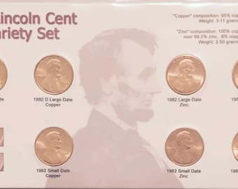 1982 Lincoln Memorial Penny Cent Set - All Types, 82 Small Date, Large ...