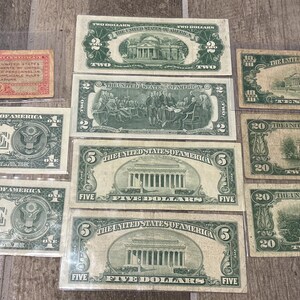 Collection Lot of Vintage Rare US Currency 10 Different Collectible ...