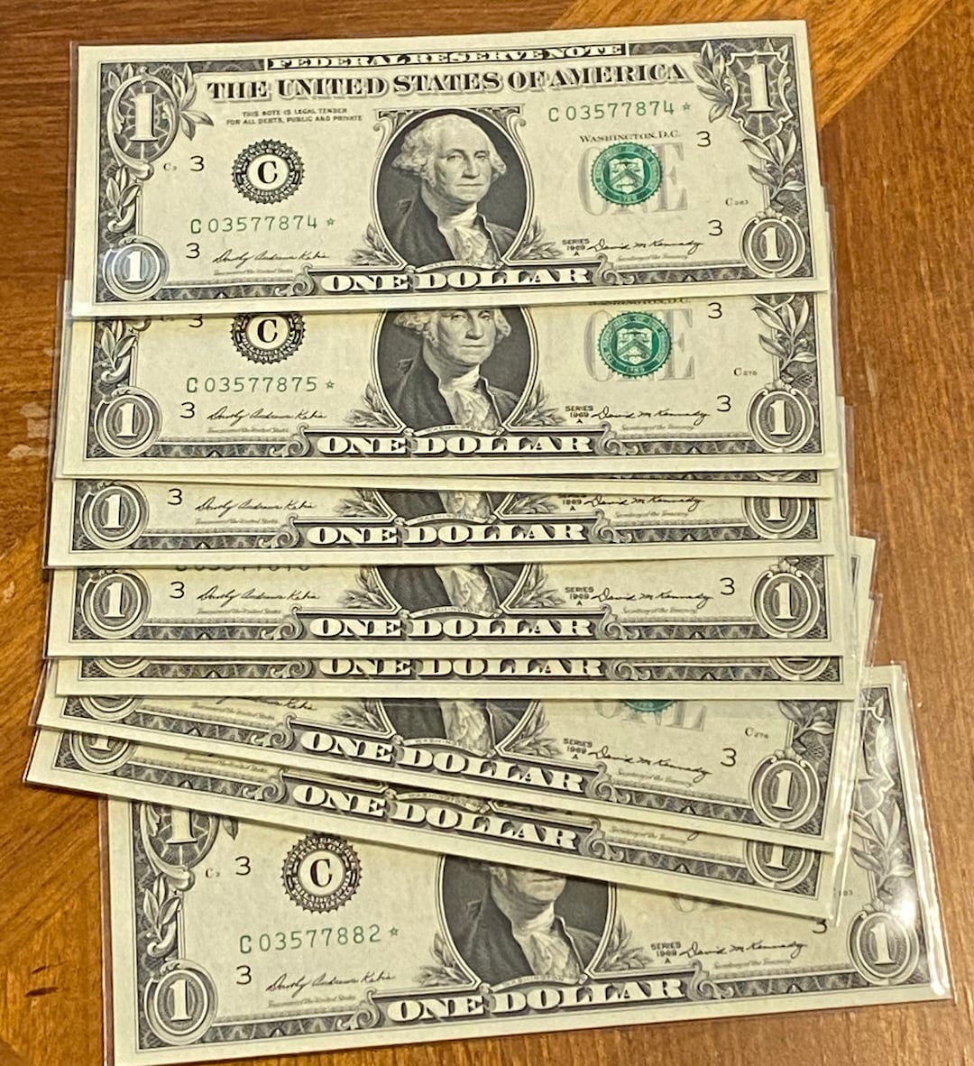 1969A One Dollar Bill STAR Note Uncirculated Consecutive FREE SHIPPING ...