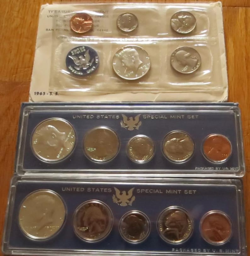 1965 1966 1967 SMS Mint Sets U.S. Mint Special Mint Sets With Silver ...