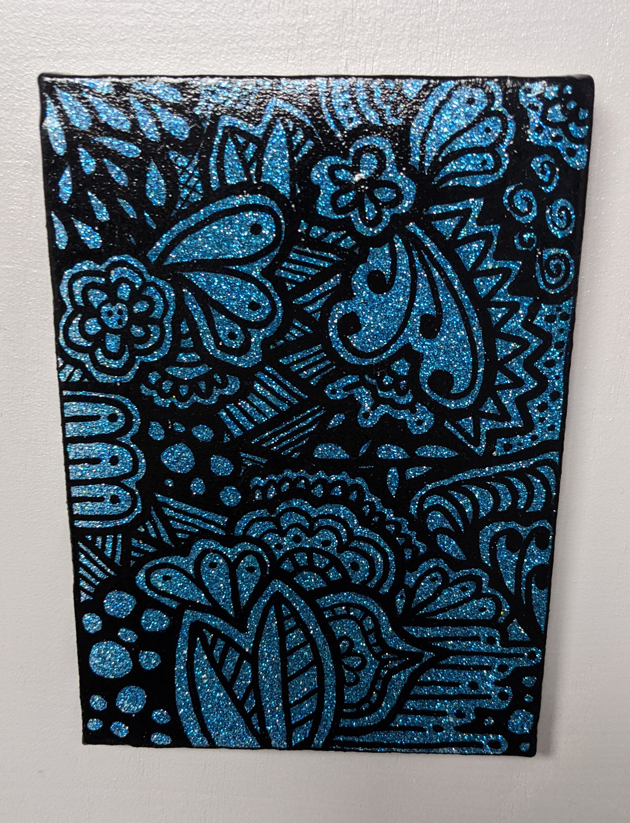 Small Glitter Canvas Doodle Painting - Etsy.de