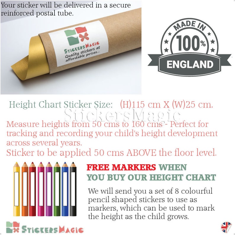 Personalised Height Chart Wall Sticker Girls Pirate Nursery Wall Decal ...