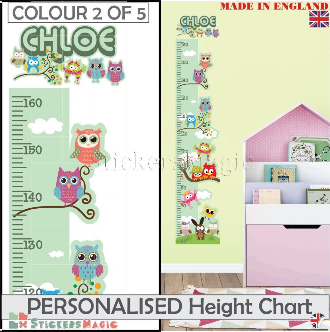 Wall Sticker Height Chart for Kids Girls Personalised Growth - Etsy