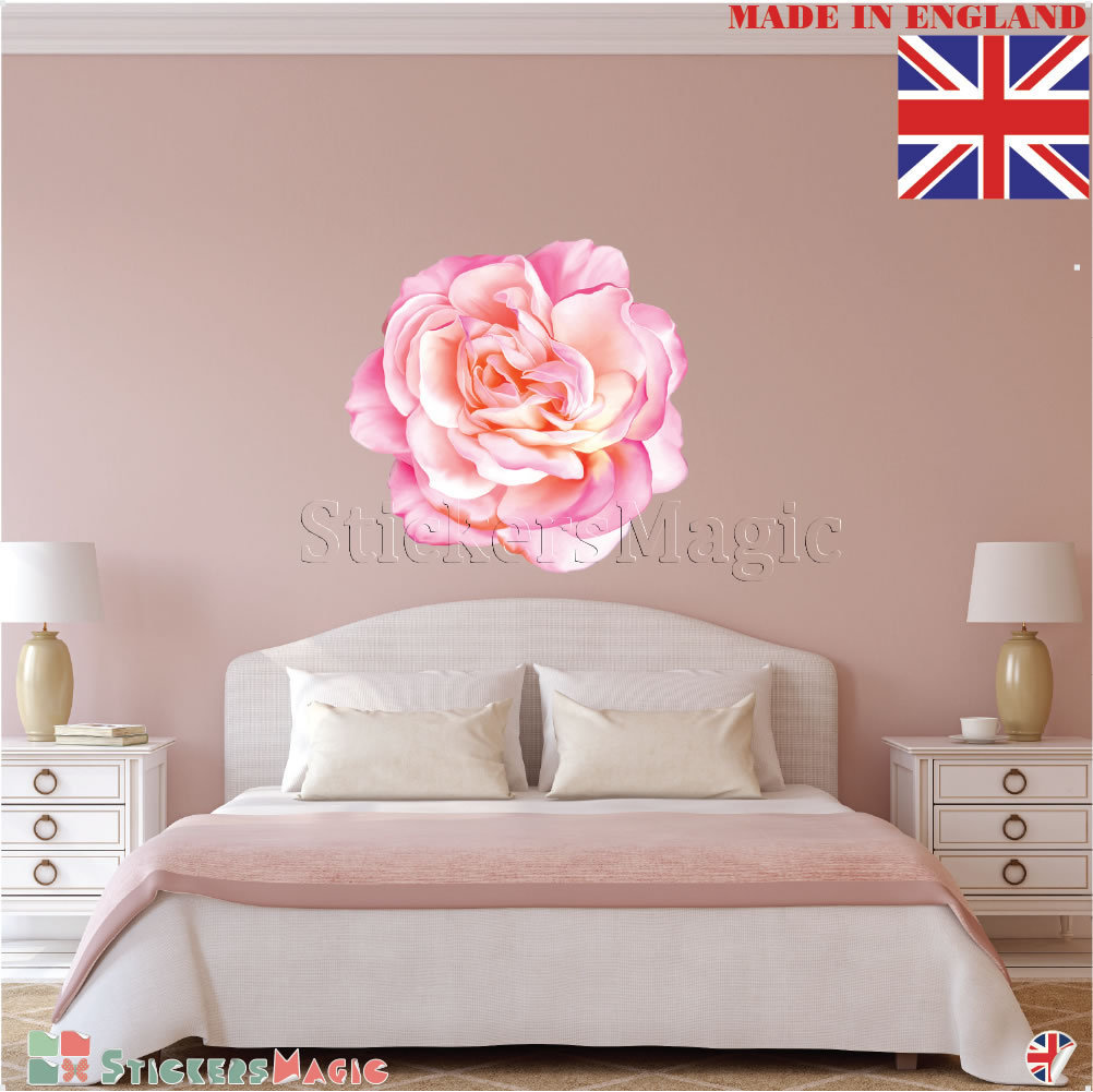 Watercolour Rose Wall Sticker Large Rose Wall Decal Flower - Etsy España