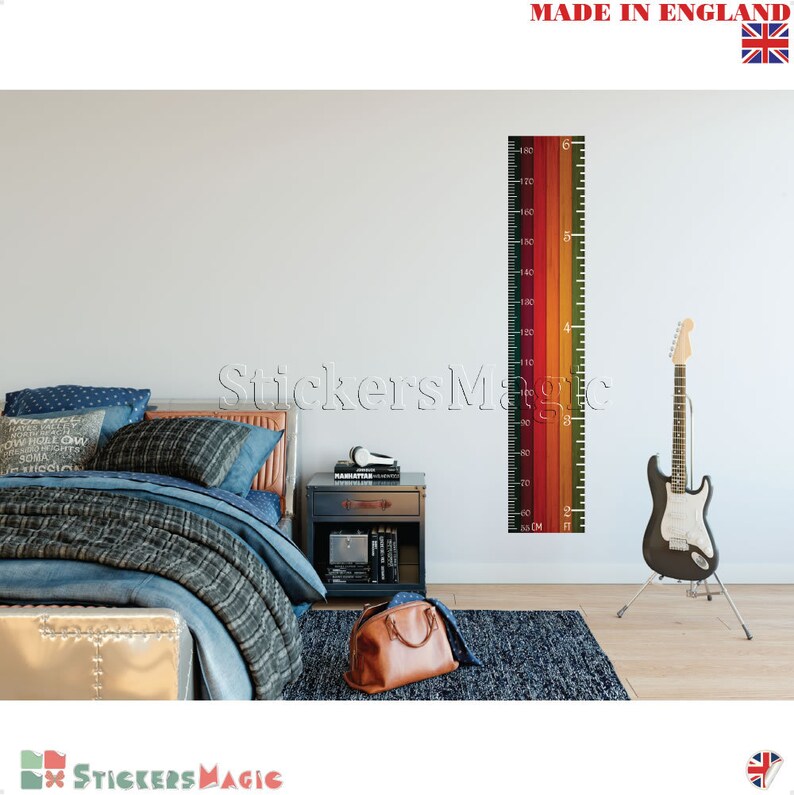 Ruler Height Chart Sticker for Kids Room Decor 6ft Height Decal Bedroom ...