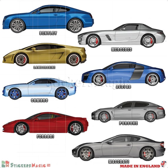 Super Sports Cars Wall Stickers Boy Transport Car Bedroom | Etsy UK