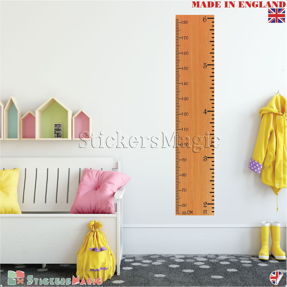 Wooden Ruler Height Chart Sticker for Kids Height Measure Child Boy ...