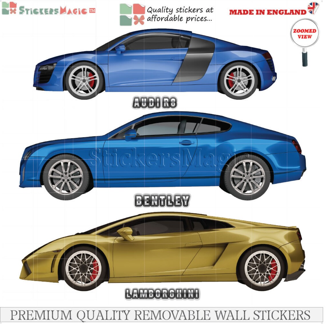 Super Sports Cars Wall Stickers Boy Transport Car Bedroom - Etsy UK