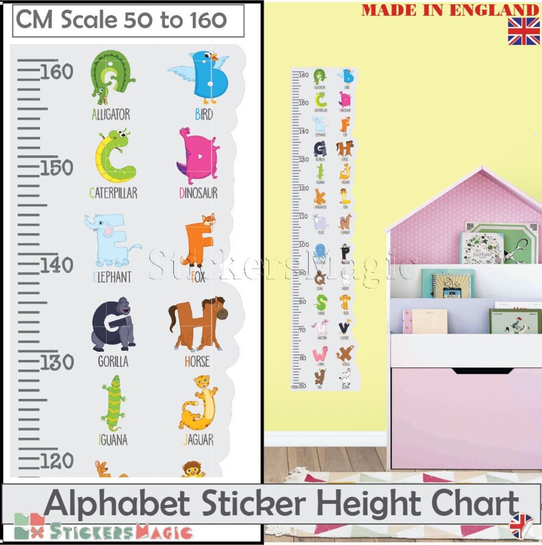 Nursery Height Chart Animal Alphabet Height Chart for Kids Girls Boys ...