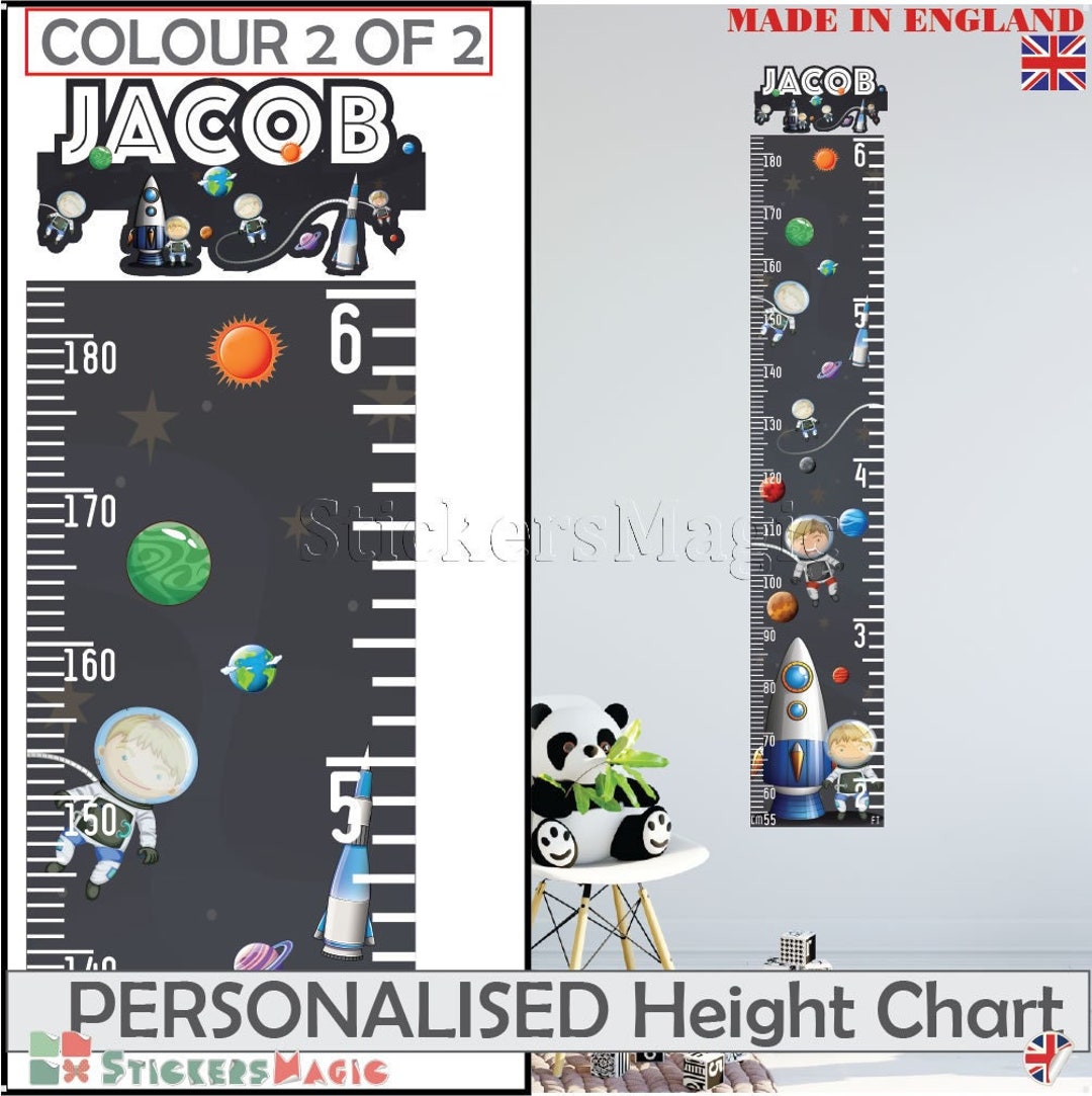 Space Height Chart Space Decal for Boys Room Height Chart for Boy Space ...