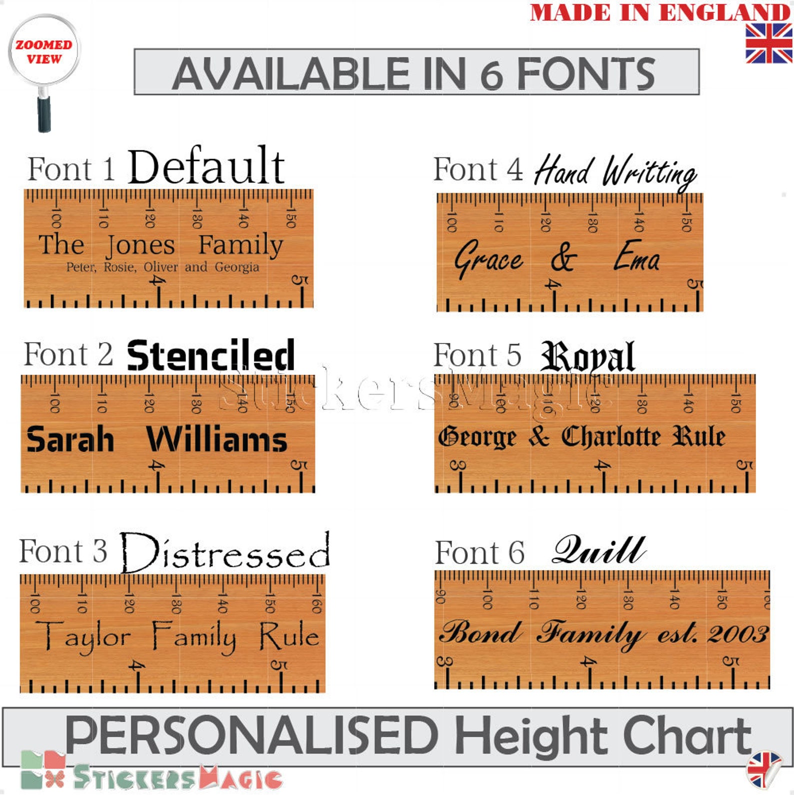 Personalised Height Chart Sticker Wooden Ruler Growth Chart - Etsy UK