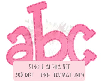 Pink With Teal Stitch Alpha Pack Hand Drawn Printable PNG Sublimation ...