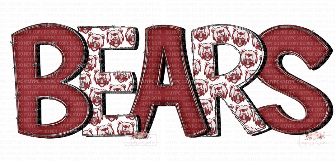 Bears Digital Design | Maroon and White | Hand Drawn | School Spirit ...
