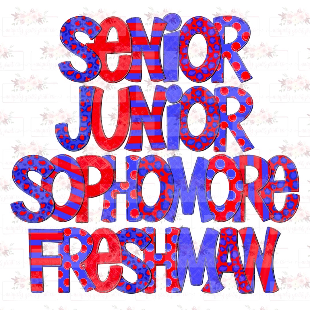 Red and Royal Blue Class Doodles | Senior, Junior, Sophomore & Freshman ...