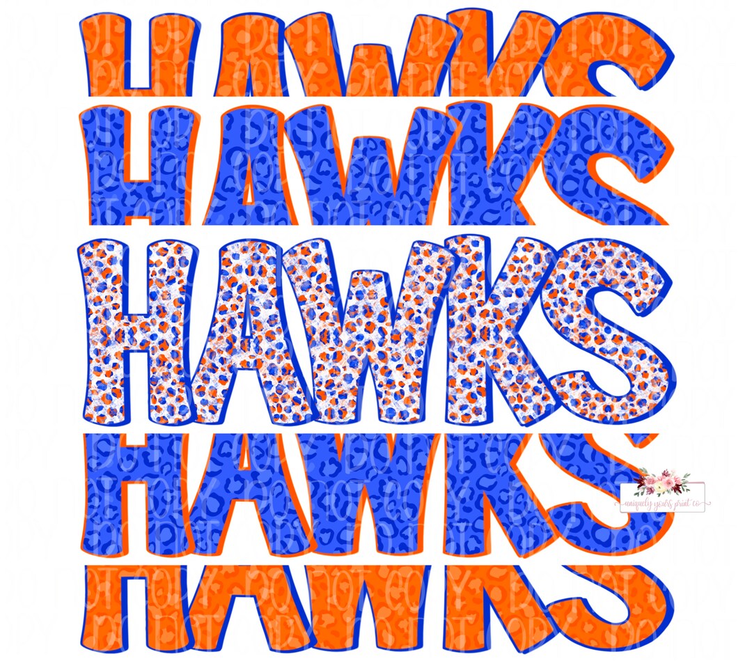 Hawks Digital Design | Royal Blue and Orange Hawk Mascot | Stacked ...