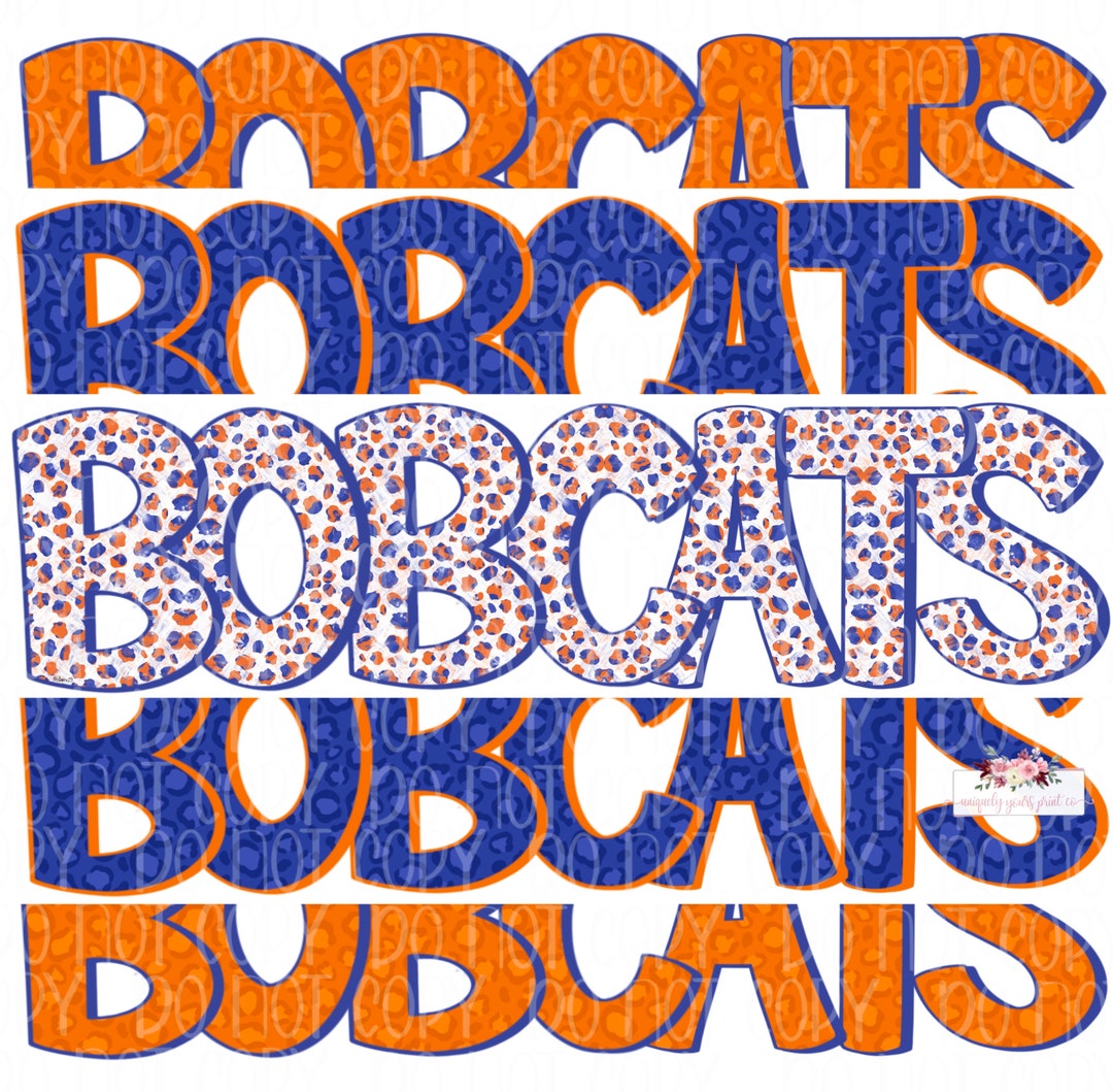Royal Blue & Orange Bobcats Digital Design | Hand Drawn | Mascot ...