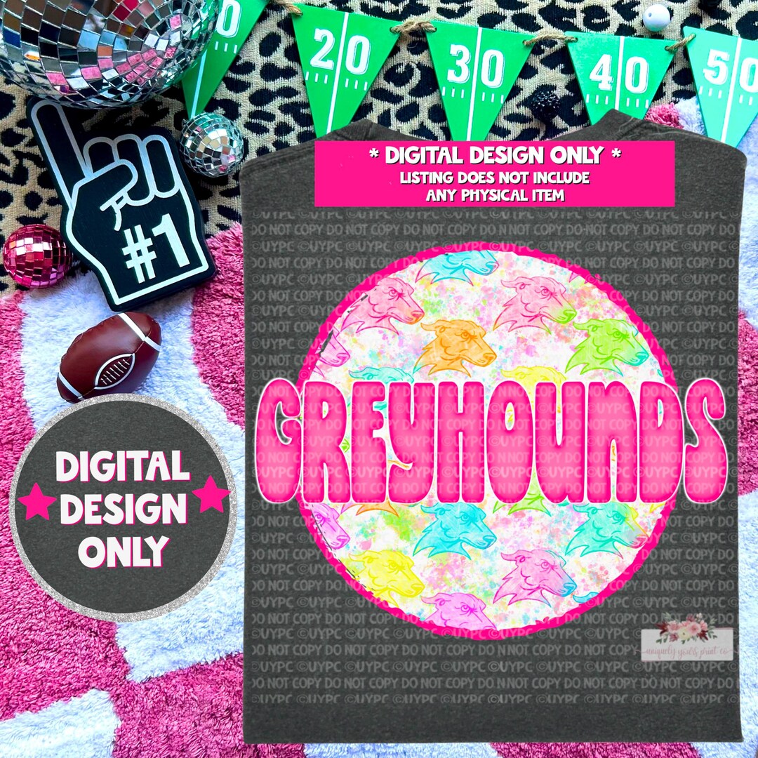 Greyhound Mascot Digital Design | Neon School Mascot | PNG | Instant ...