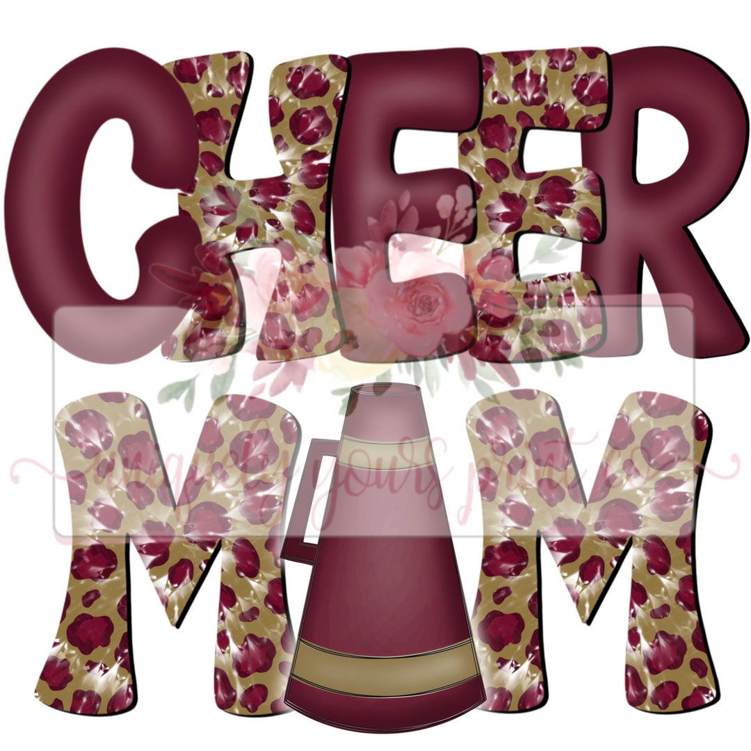 Maroon and Gold Cheetah Tie Dye Cheer Mom Doodle | Hand Drawn | PNG ...