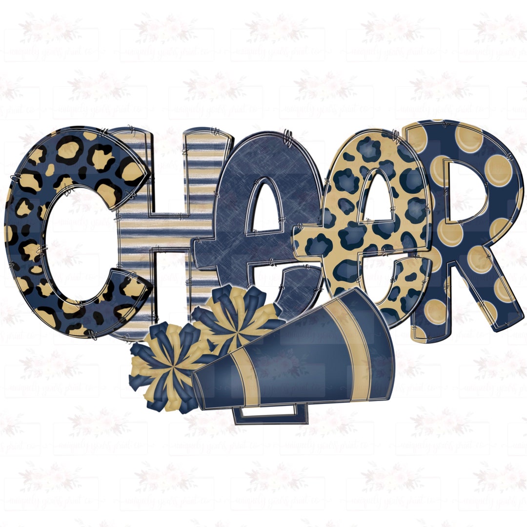 Navy & Gold Cheer Design | Hand Drawn | PNG | Sublimation | Digital ...