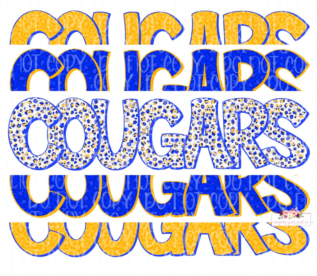 Royal Blue & Gold Cougars Mascot Design | Cheetah Leopard Print ...