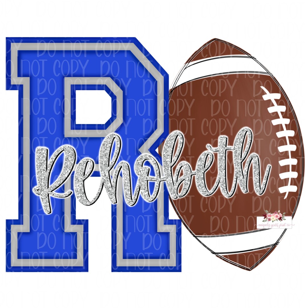 Rehobeth Football Design | Royal Blue, Silver Glitter (PNG Digital ...