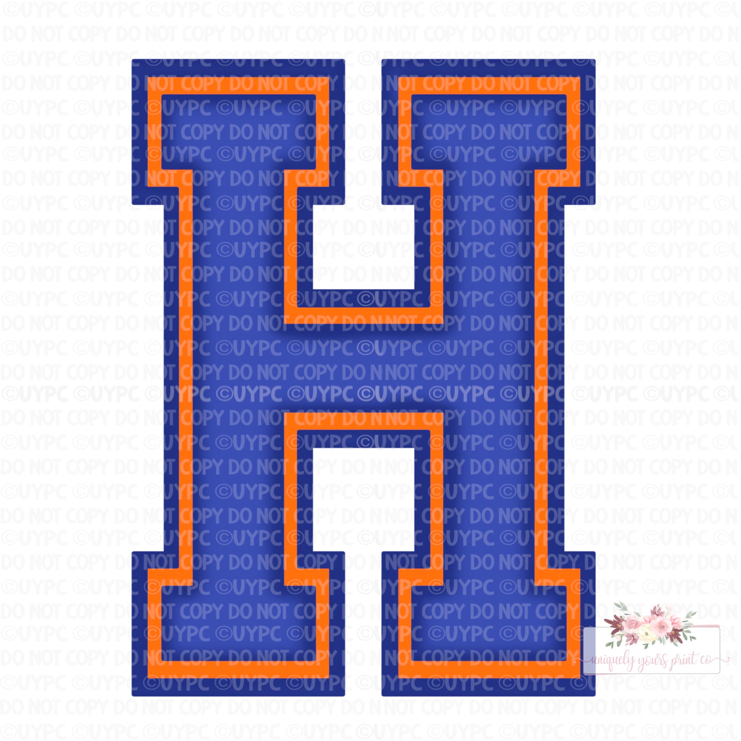 Varsity H Digital Design | Royal Blue and Orange | Digital Download ...