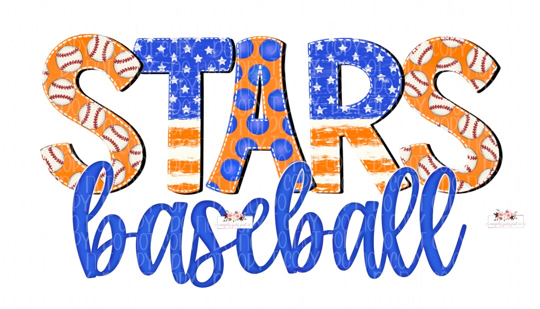 Stars Baseball Digital Design Download | Hand Drawn | Baseball PNG ...