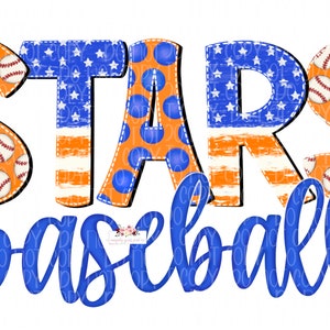 Stars Baseball Digital Design Download | Hand Drawn | Baseball PNG ...