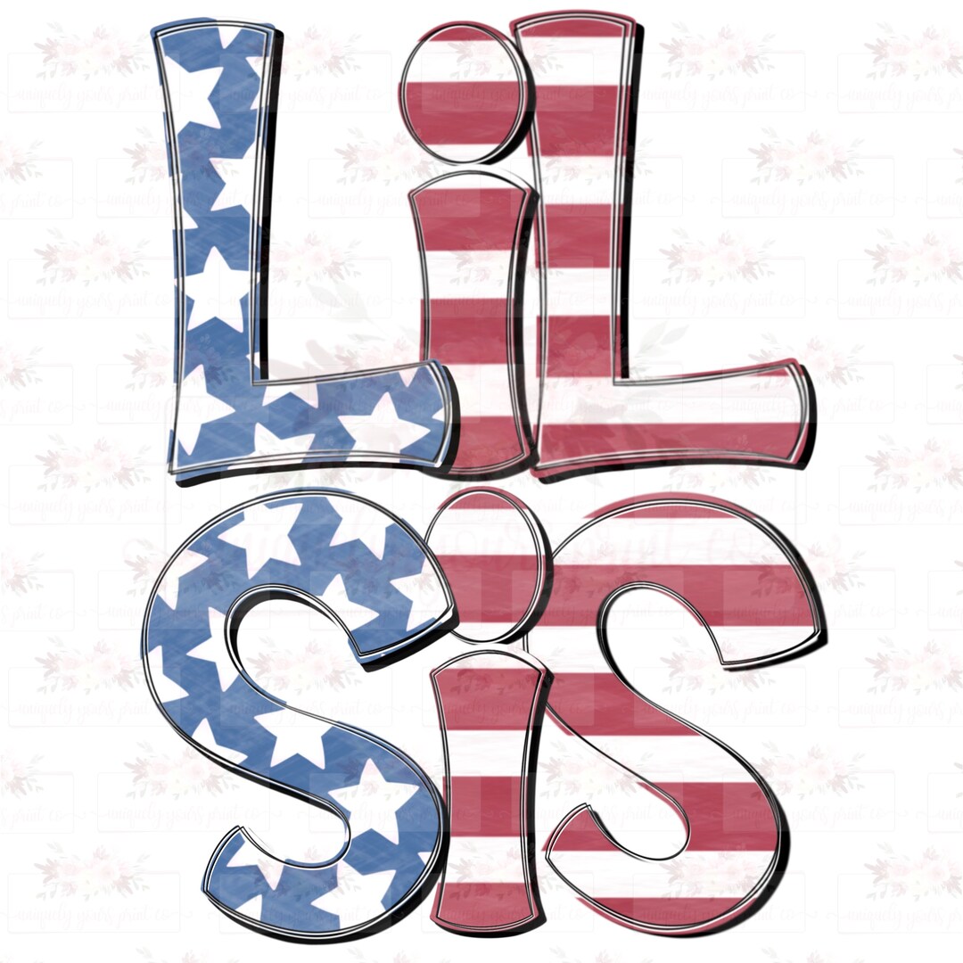 Sibling Digital Design | Patriotic Sister|hand Drawn | Sublimation ...