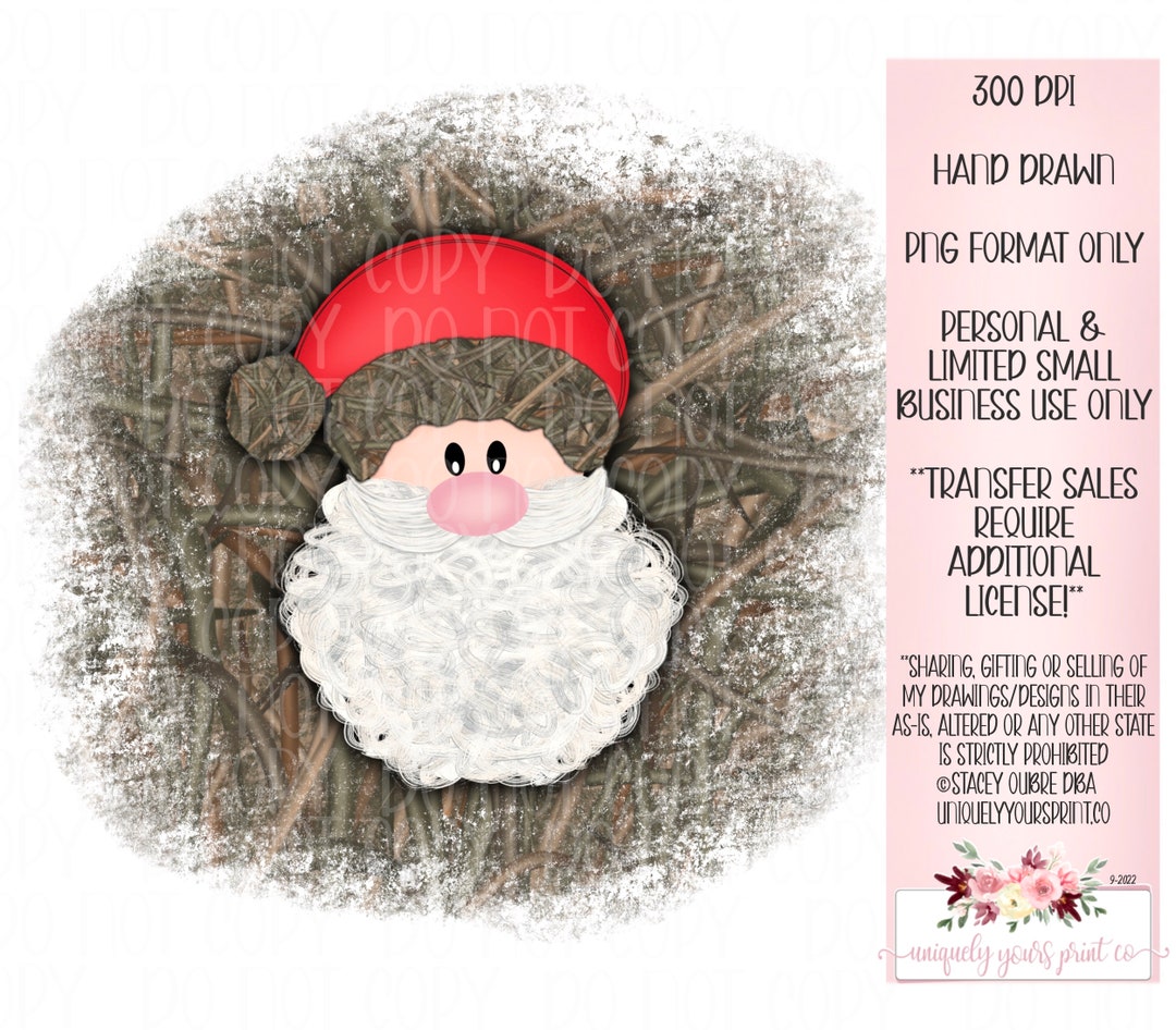 Camo Santa Digital Design | Deer Duck Hunting Santa | Printable Design ...