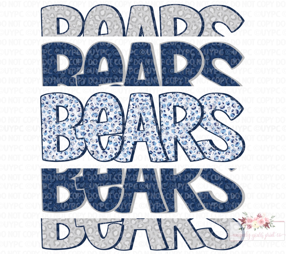 Blue & Gray Bears Mascot PNG | School Spirit Printable (digital ...