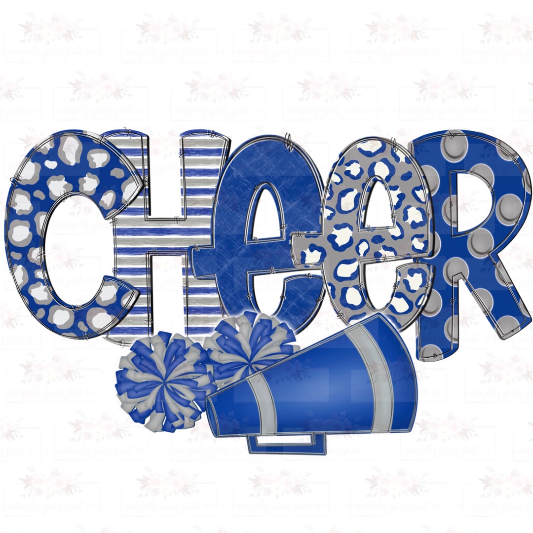 Royal Blue & Gray Cheer Design | Hand Drawn | PNG | Sublimation ...