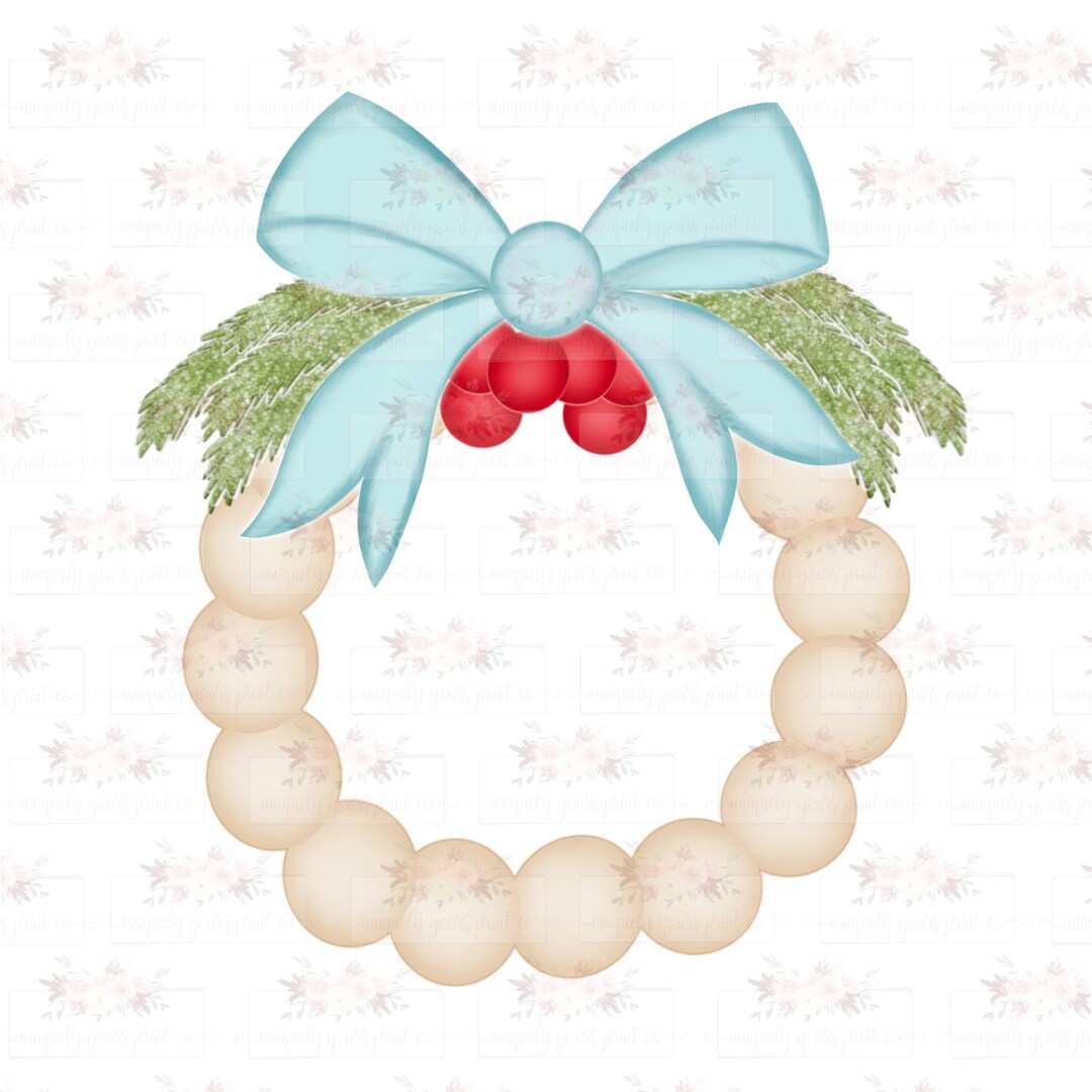Farmhouse Beaded Christmas Wreath Digital Design |christmas | Printable ...
