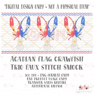 Acadian Flag Redfish Trio Faux Smock | Acadiana | Lafayette | Louisiana ...